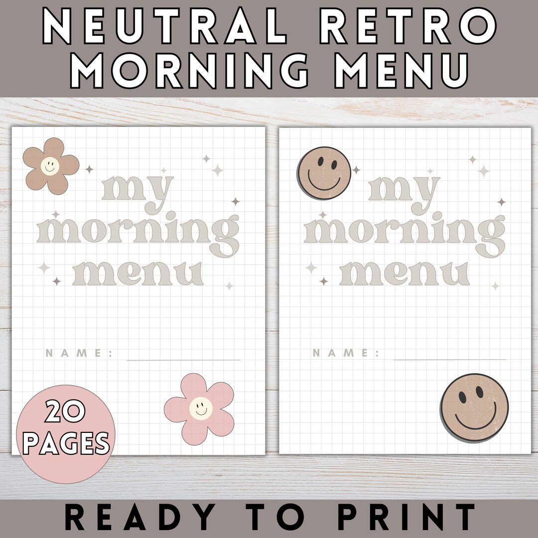 Neutral Retro Morning Menu, Printable Morning Menu for Preschool ...