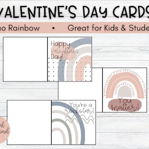 Boho Rainbow Valentine's Day Cards Printable Valentine's Day Cards ...