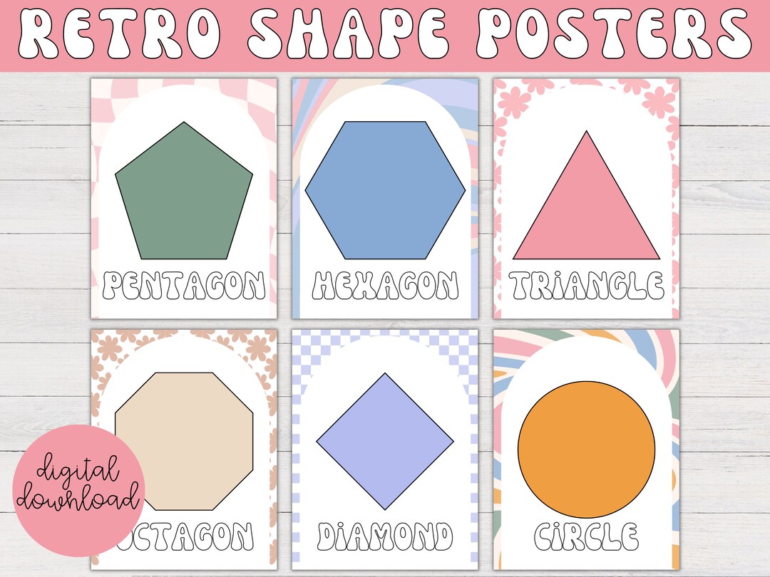 Retro Shape Posters | Retro Classroom Decor, Groovy Classroom Decor ...