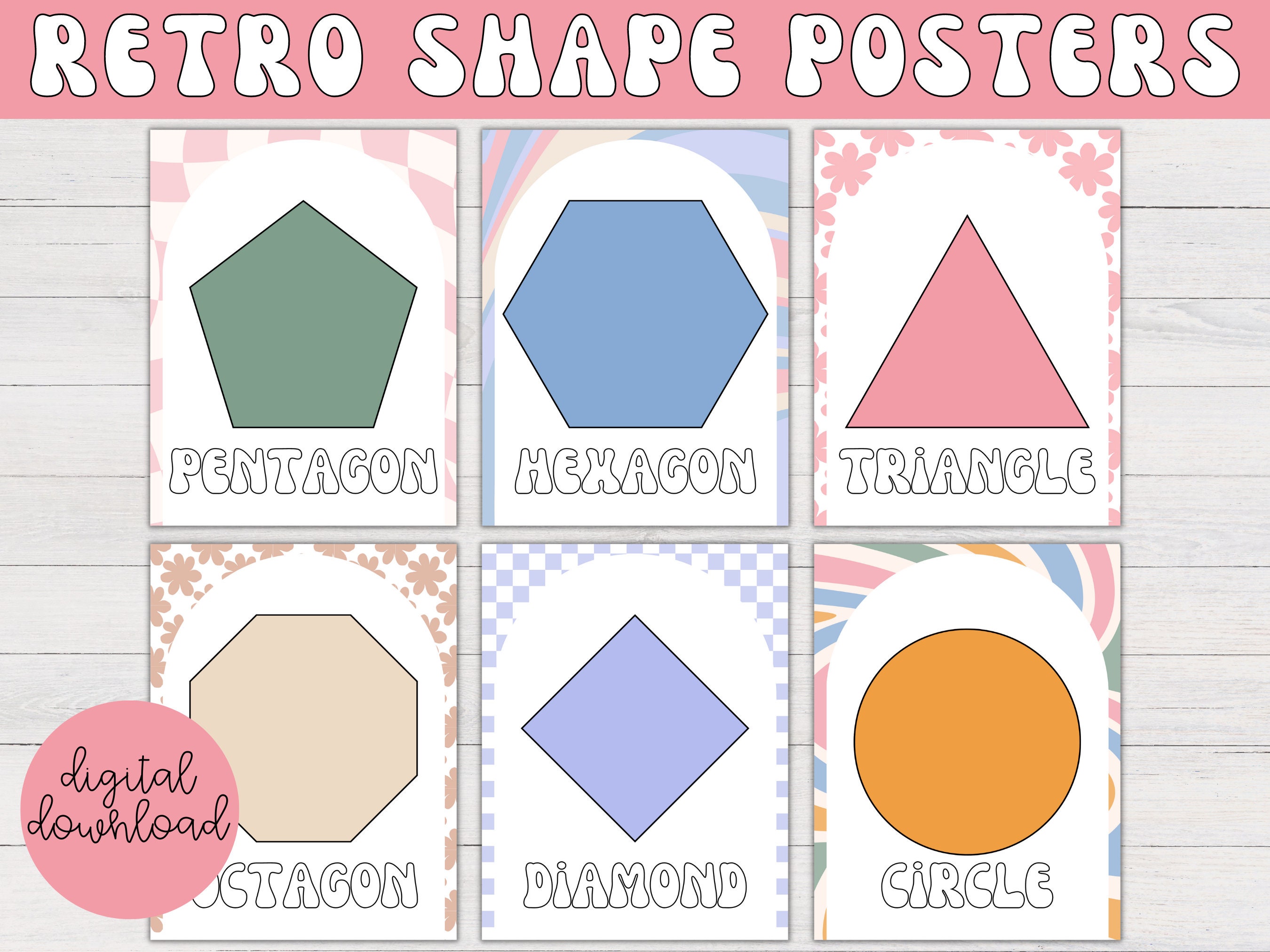 Retro Shape Posters Retro Classroom Decor, Groovy Classroom Decor ...