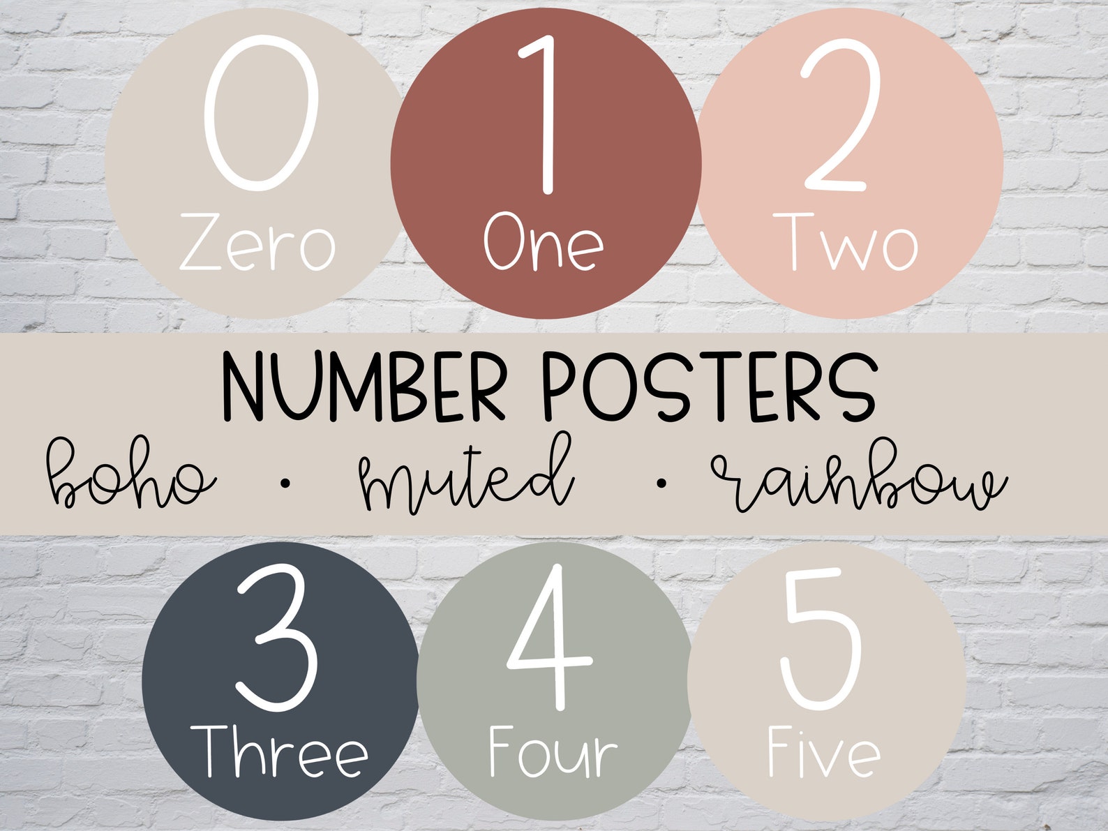 Boho Rainbow Number Posters Classroom Decor Classroom - Etsy