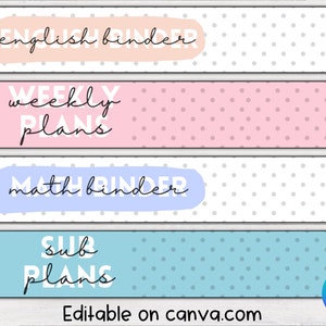 Editable Binder Covers | Pastel Rainbow, Printable Binder Cover, Binder ...