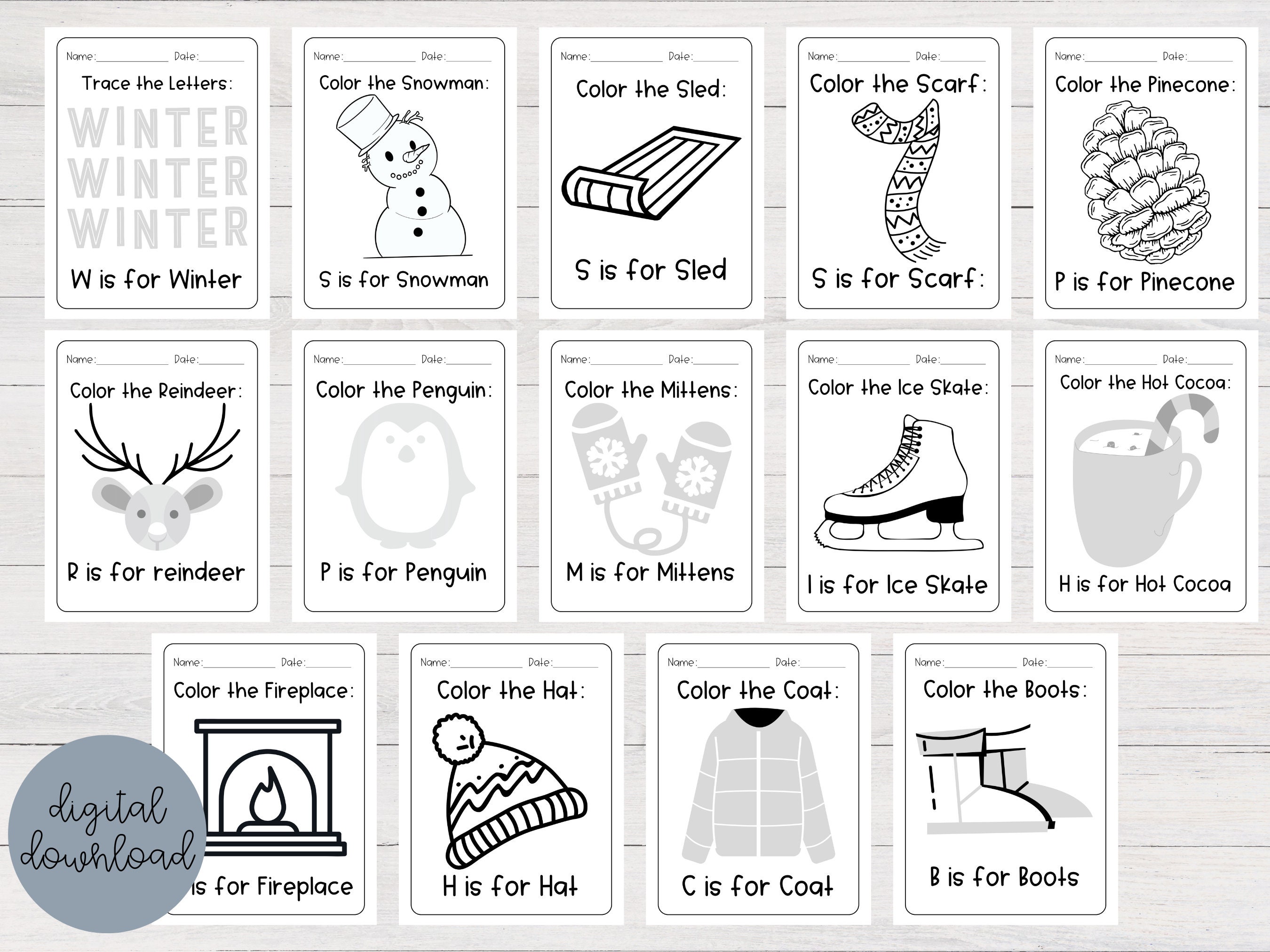 Winter Worksheet Bundle for Kindergarten and Preschool - Etsy