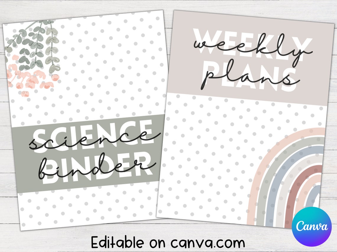 Binder Cover and Spines Editable Boho Rainbow Binder - Etsy