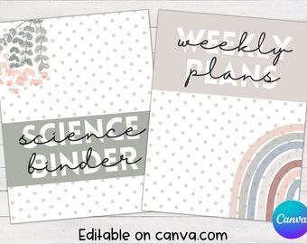 Editable Binder Covers and Spines retro Rainbow Classroom Decor ...