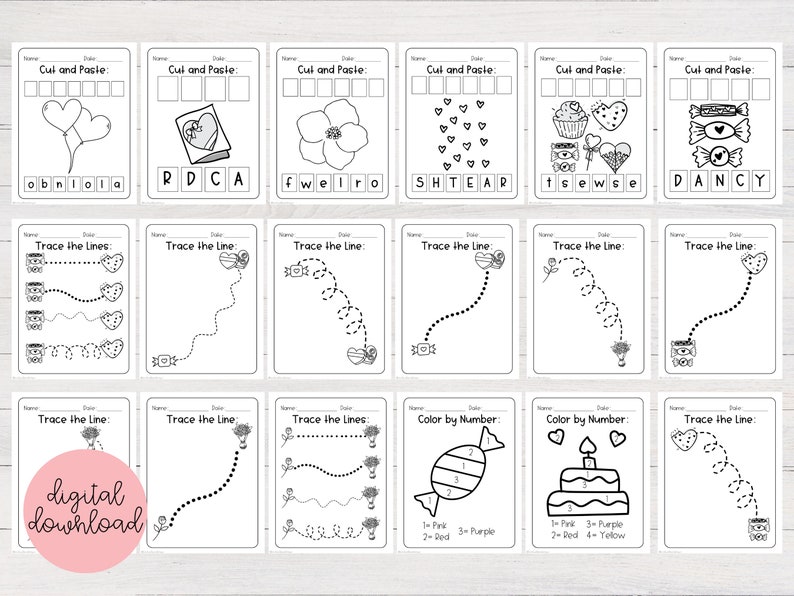 Valentine's Day Worksheet Bundle Printable Valentines - Etsy