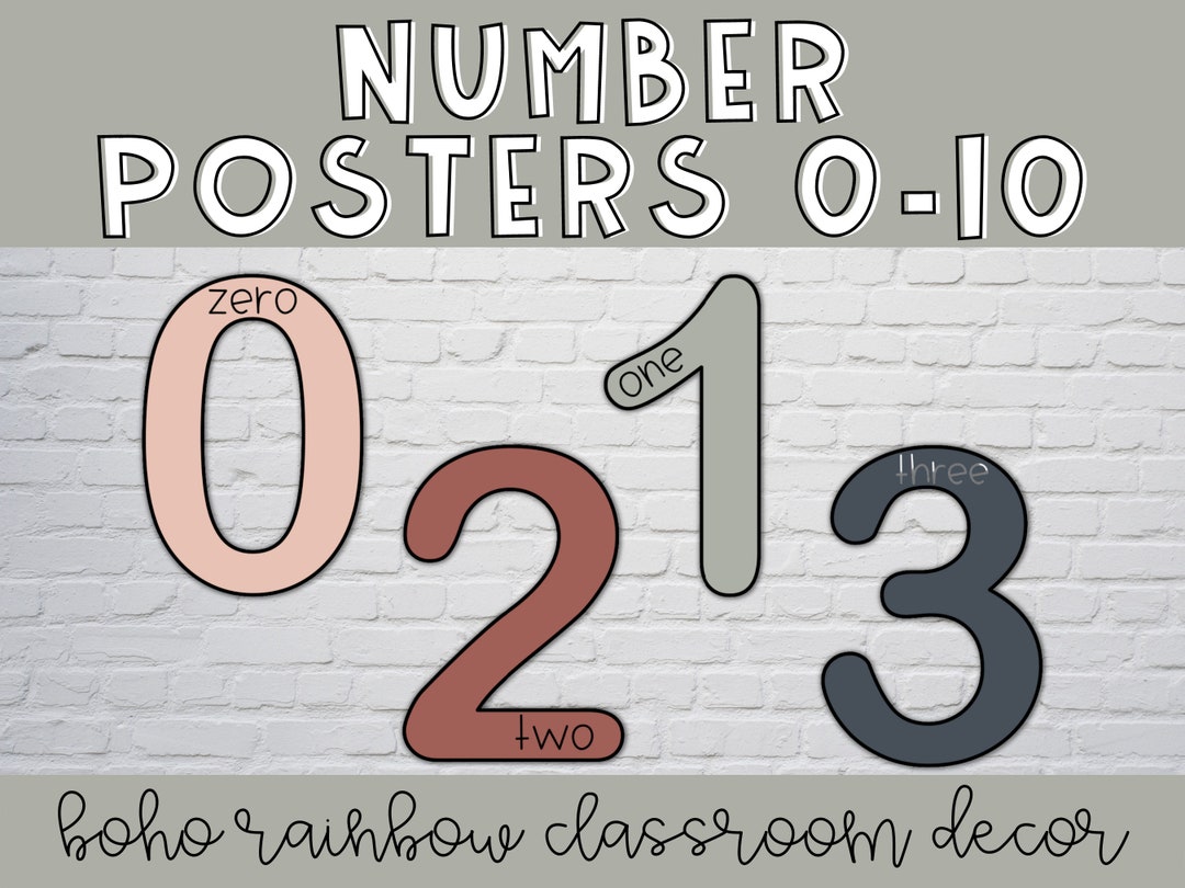 Boho Rainbow Number Posters 0-10 | Editable, Cut-out, Classroom Decor ...