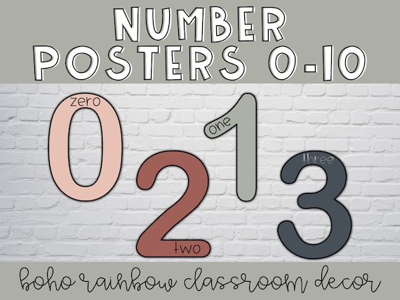 Boho Rainbow Number Posters 0-10 Editable Cut-out - Etsy