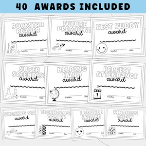 Black and White End of the Year Award Certificates for Students ...