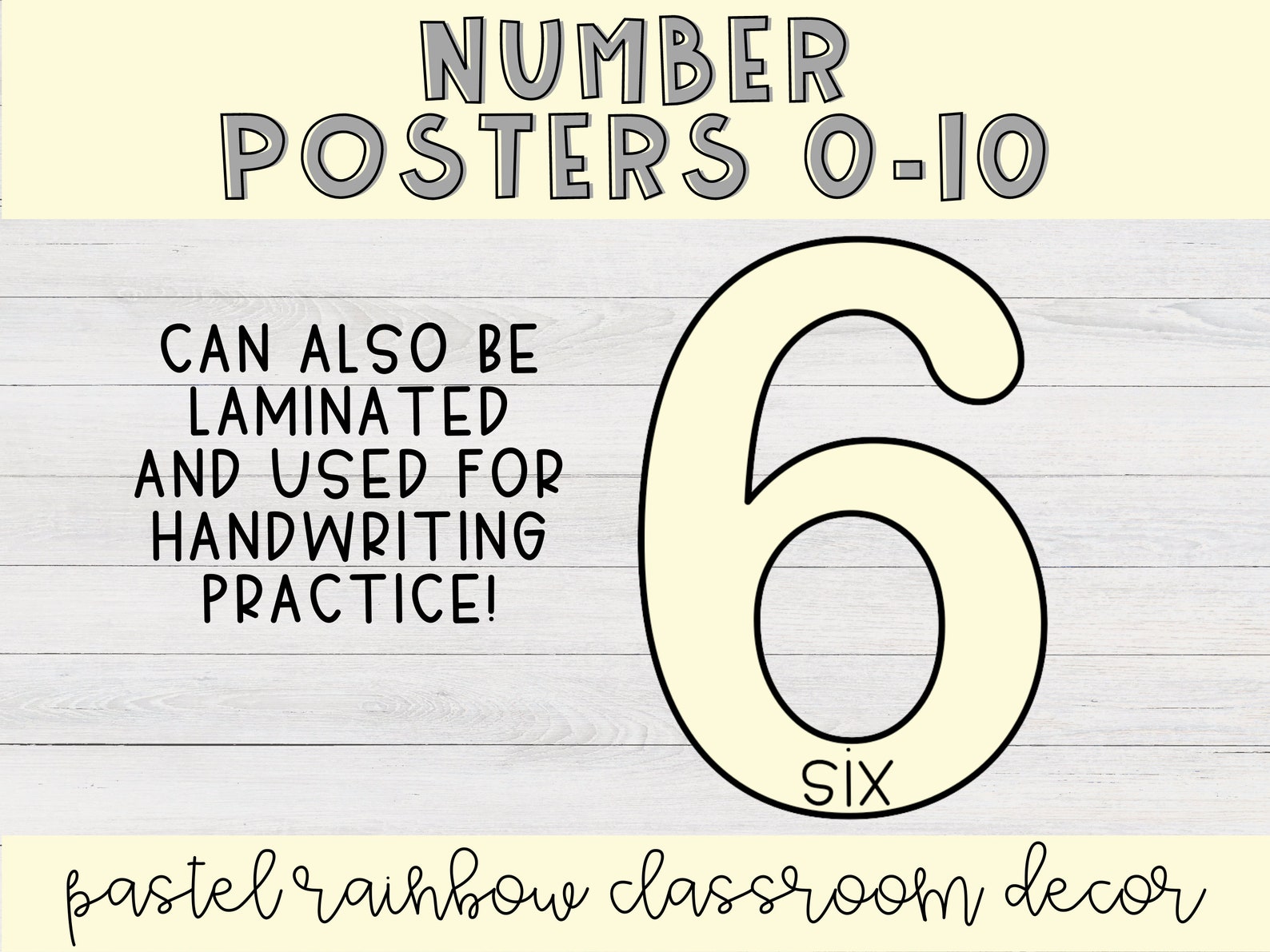Pastel Rainbow Number Posters 0-10 Printable Editable - Etsy