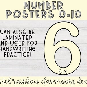 Pastel Rainbow Number Posters 0-10 | Printable, Editable, Classroom ...