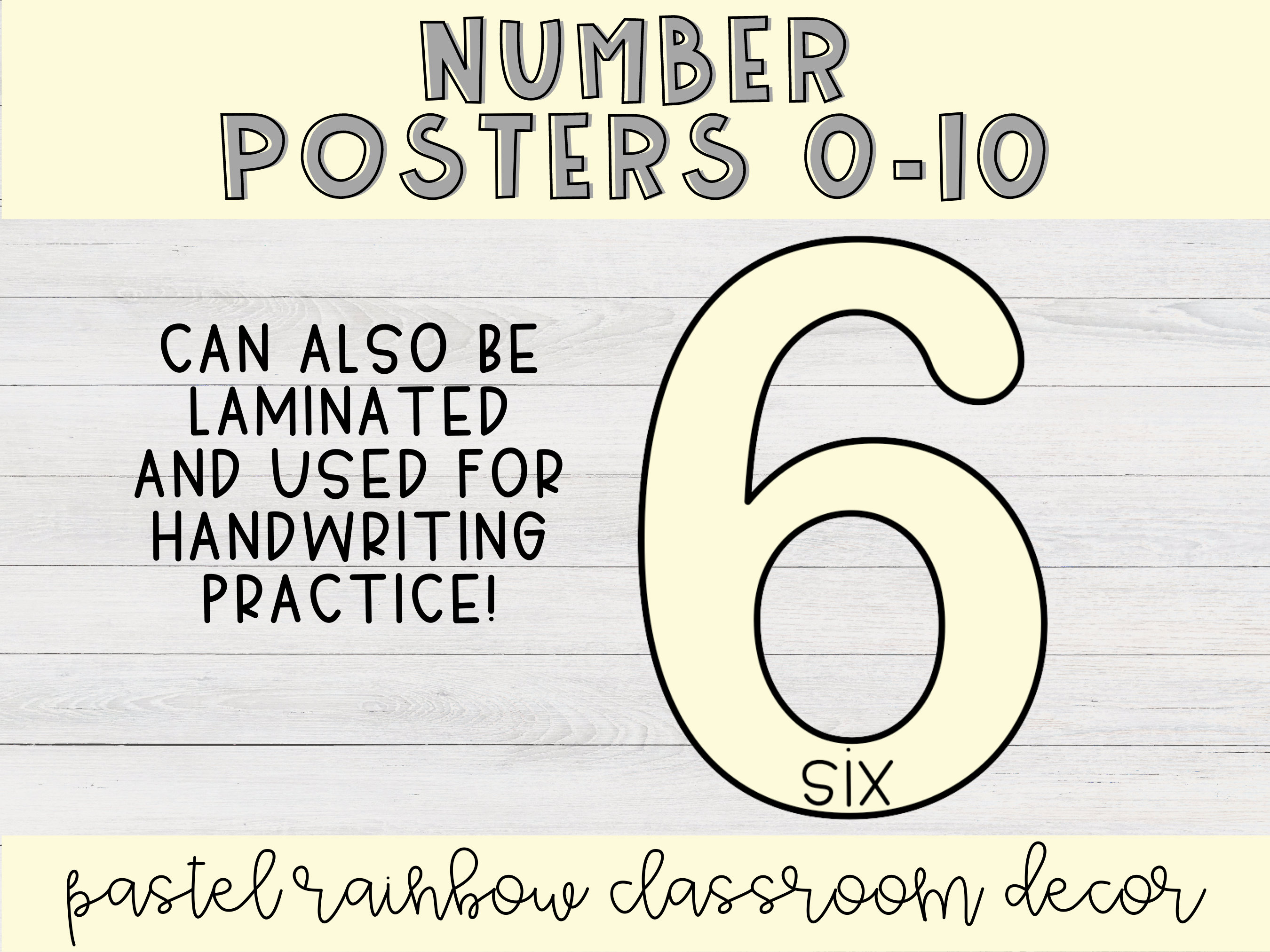 Pastel Rainbow Number Posters 0-10 Printable Editable - Etsy