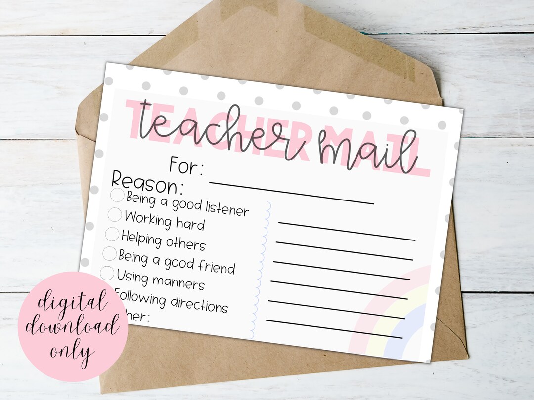 Printable Teacher Mail | Pastel Rainbow, Back to School, Teacher ...