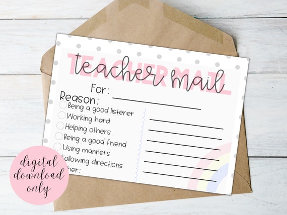 Printable Teacher Mail Pastel Rainbow Back to School - Etsy