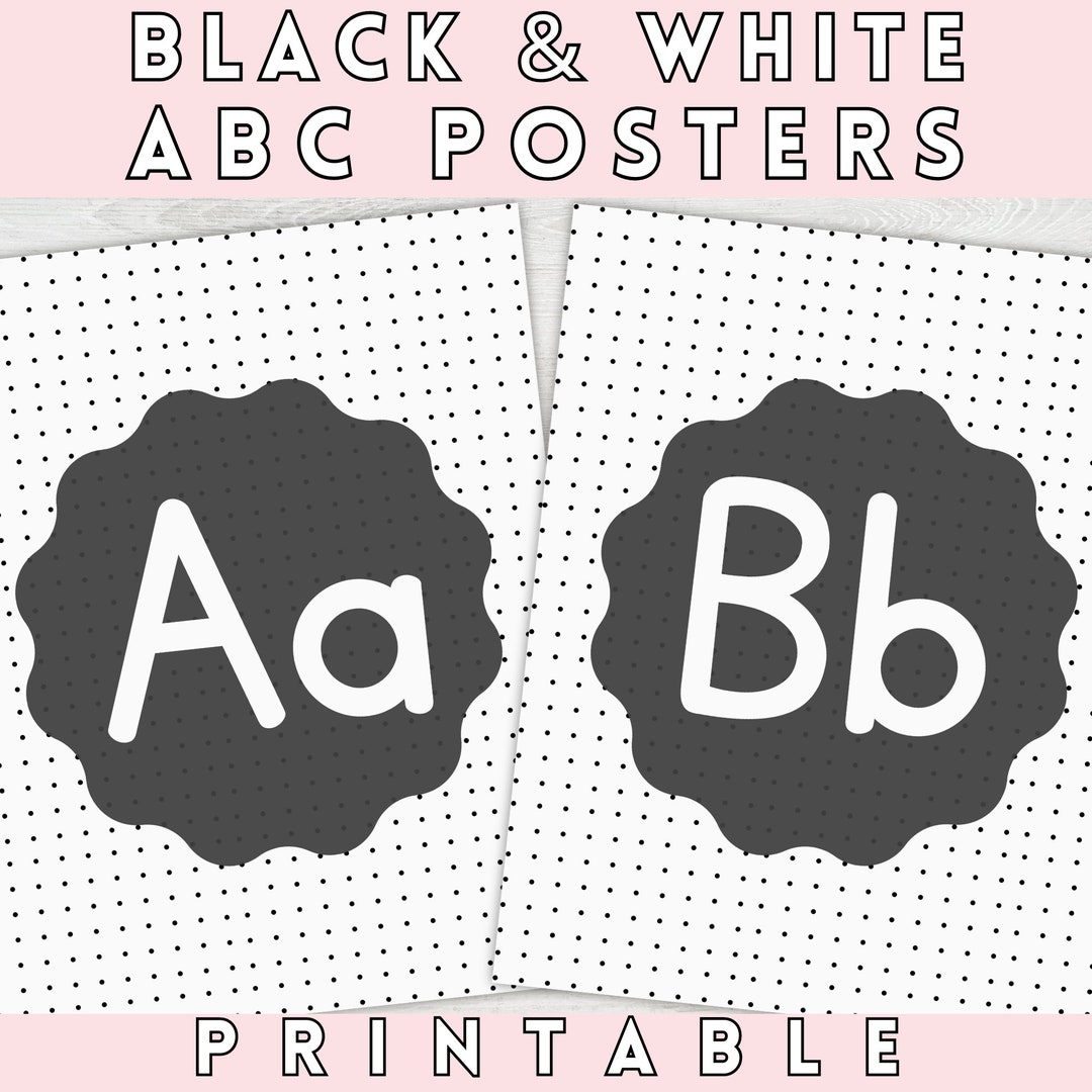 Black and White Alphabet Posters for Minimal Classroom Decor, Black ...
