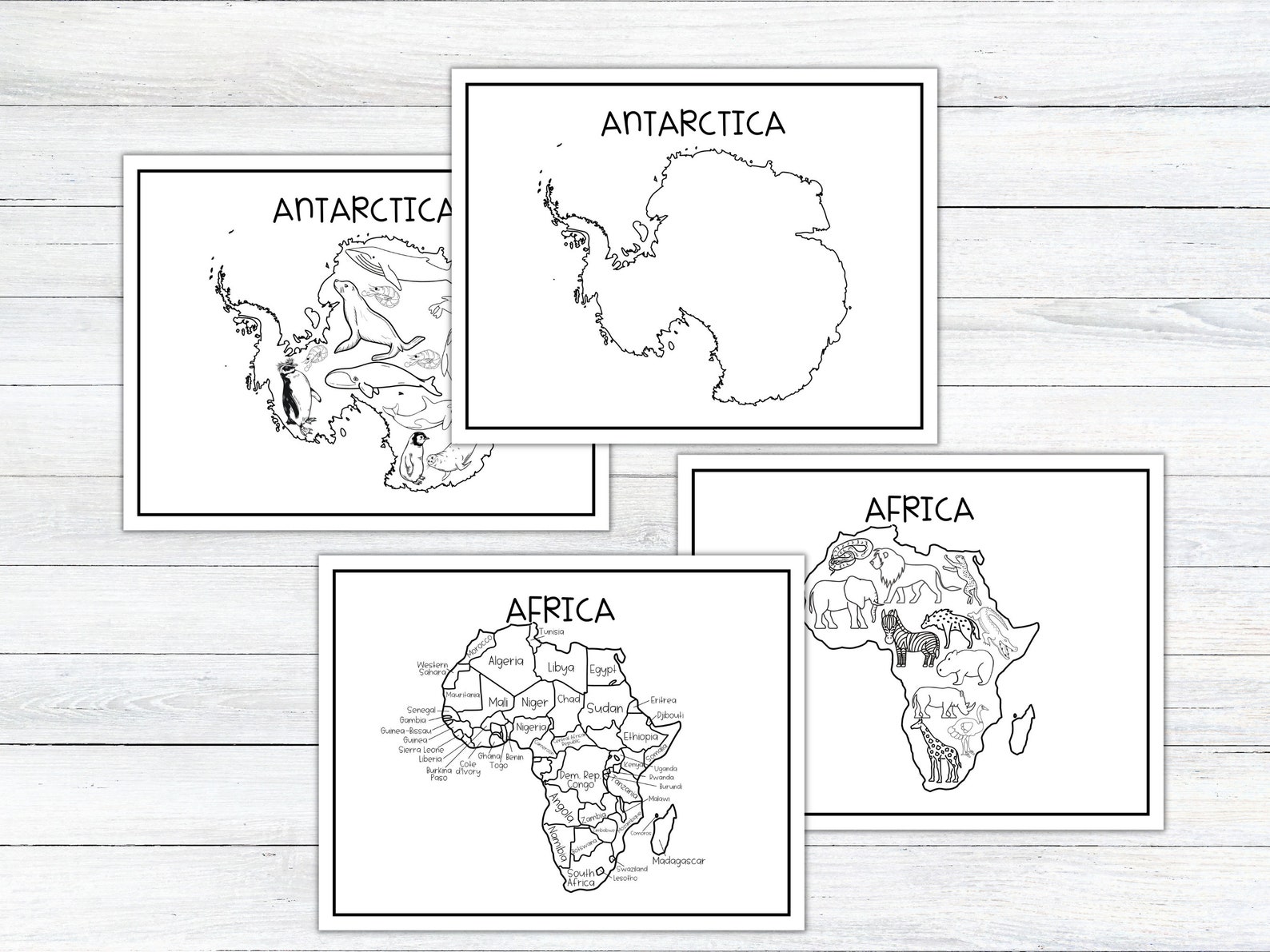 7 Continents Maps and Coloring Sheets Worksheets Homeschool - Etsy