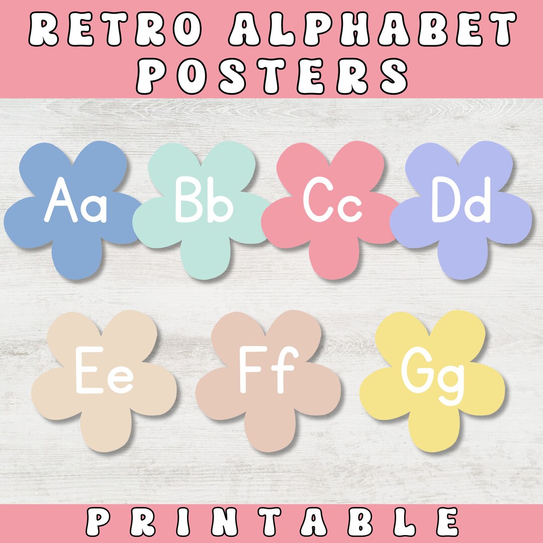 Daisy Alphabet Posters for Retro Classroom Decor, Daisy ABC Signs for ...