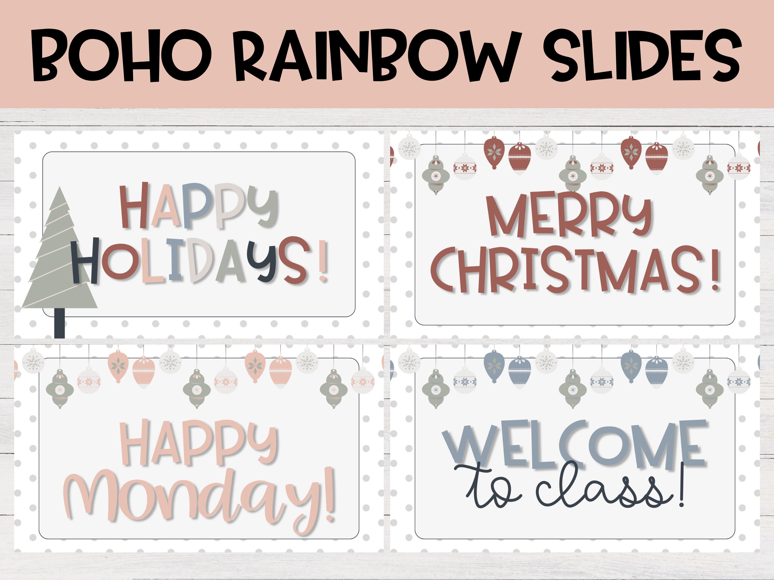 Christmas Slides Templates | Boho Rainbow Christmas Slides, Google ...