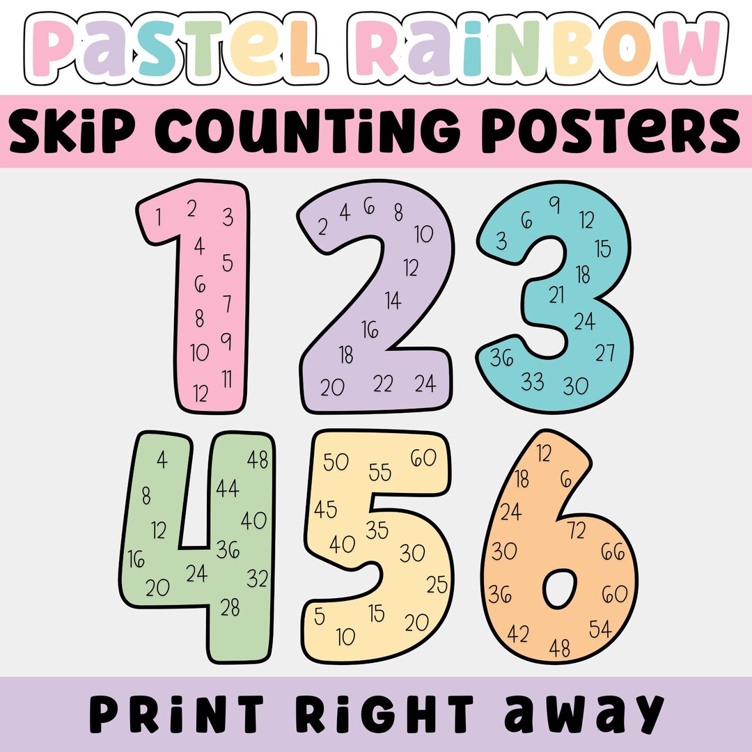 Pastel Rainbow Skip Counting Posters for Classroom | Colorful Math ...