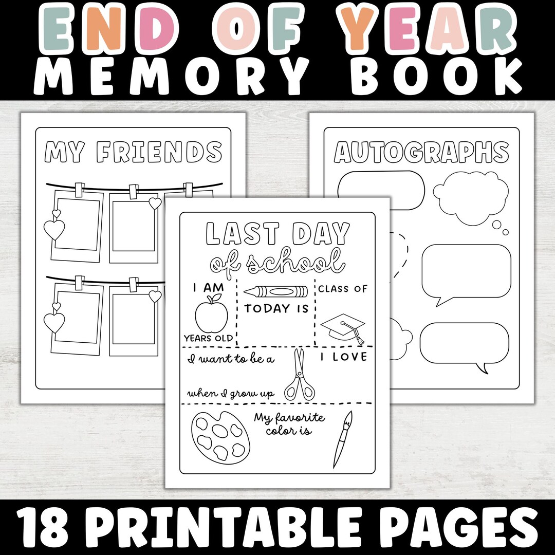 End of the Year Memory Book for Preschool, Kindergarten | Printable End ...
