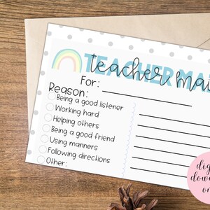 Printable Teacher Mail | Pastel Rainbow, Back to School, Teacher ...