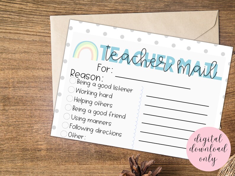 Printable Teacher Mail | Pastel Rainbow, Back to School, Teacher ...