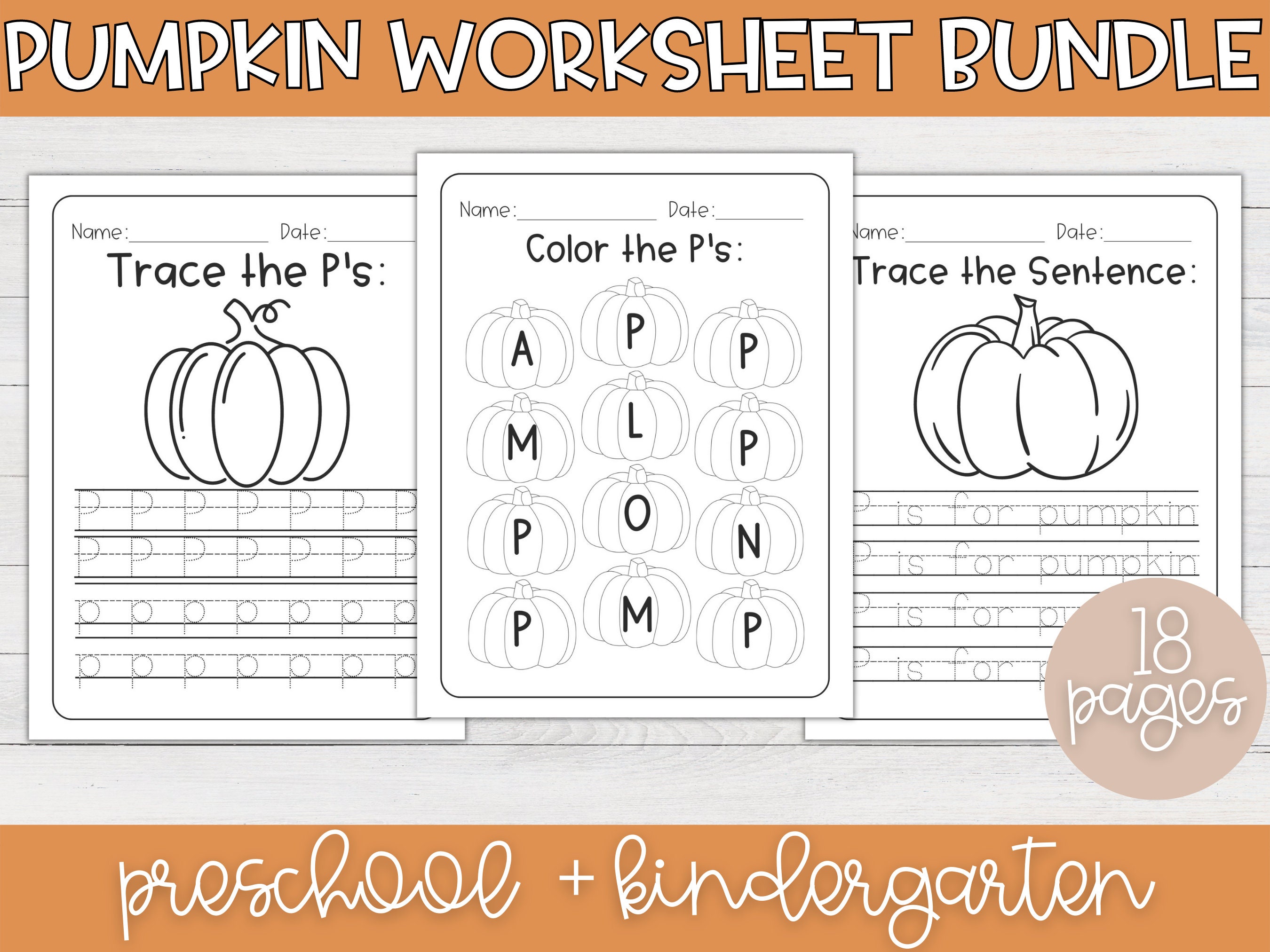 Pumpkin Worksheets Fall Worksheets Homeschool Preschool - Etsy