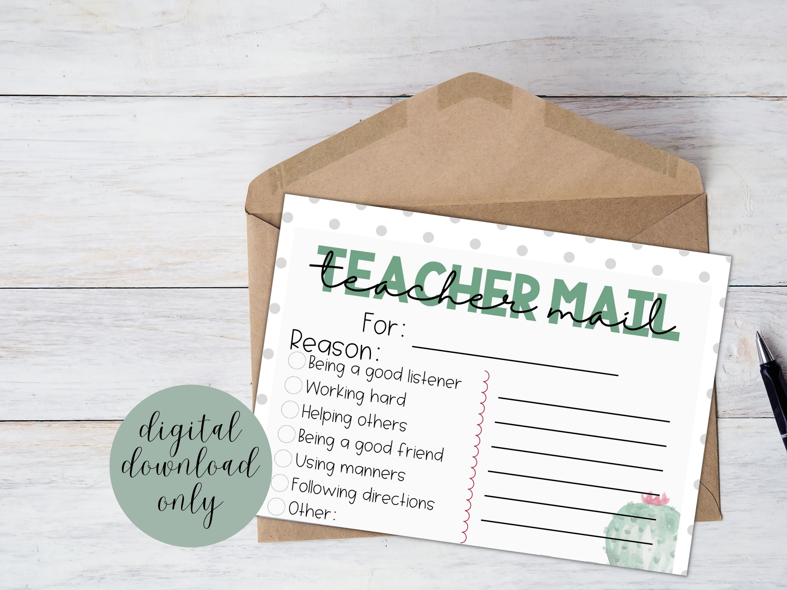 Printable Teacher Mail | Cactus, Cactus Classroom, Back to School ...