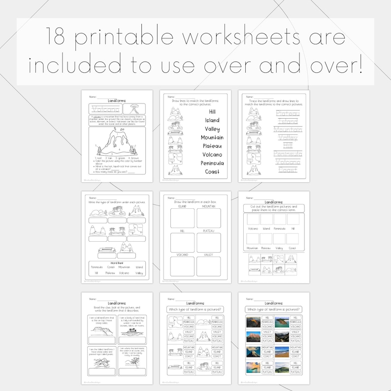 Landforms Worksheets for First Grade | Printable Landform Worksheet ...