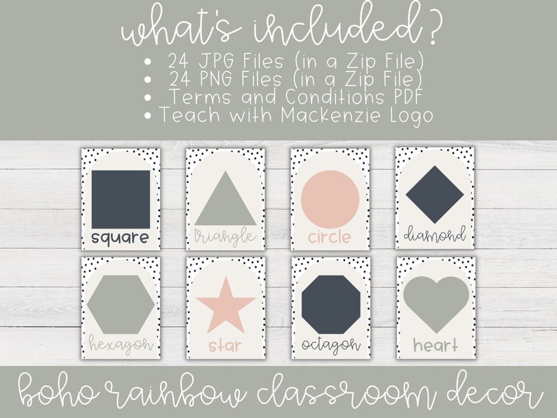 Boho Rainbow Shape Posters Polka-dot Classroom Decor - Etsy