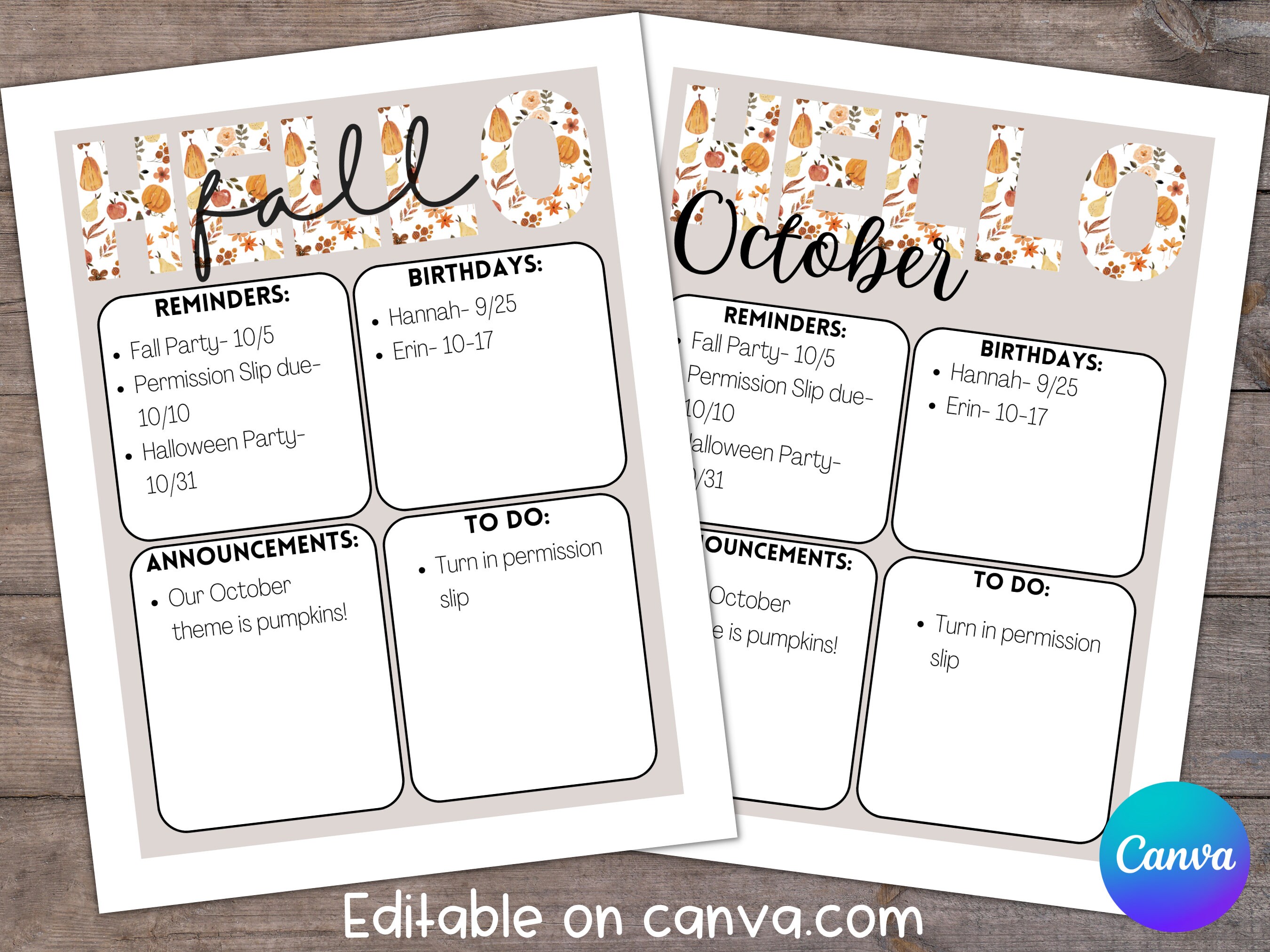 Editable Fall Teacher Newsletter Template Watercolor, Floral, School ...