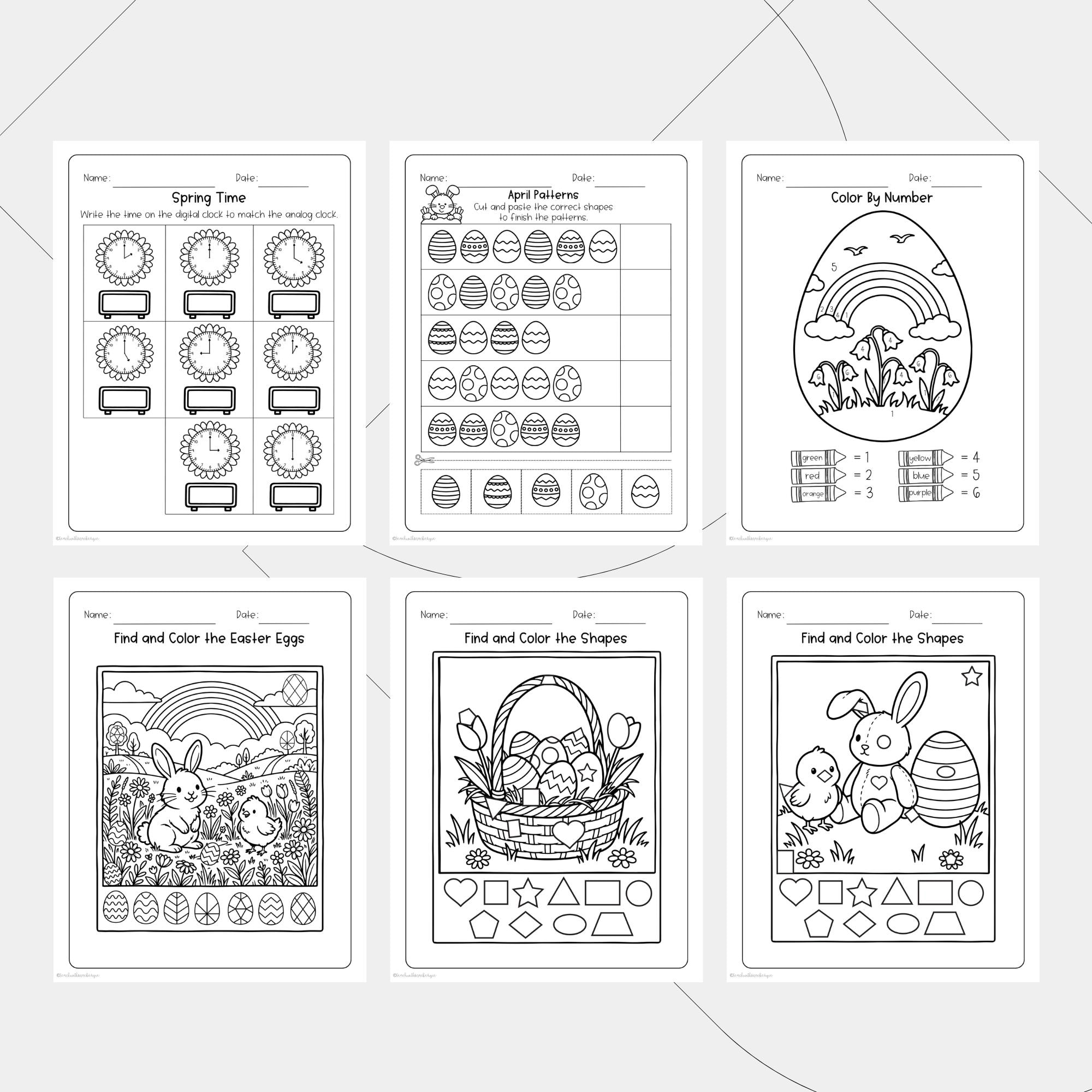 Kindergarten Math Worksheets April Printable, Easter Math Activities ...