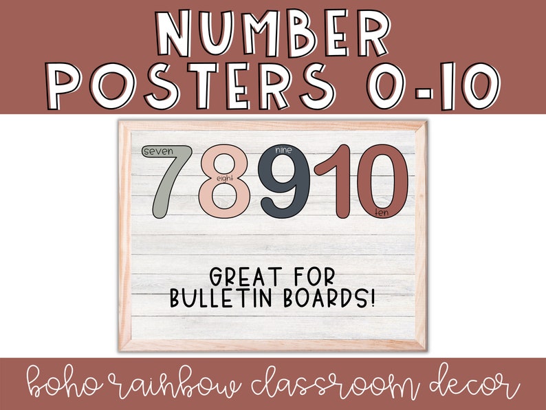 Boho Rainbow Number Posters 0-10 Editable Cut-out - Etsy