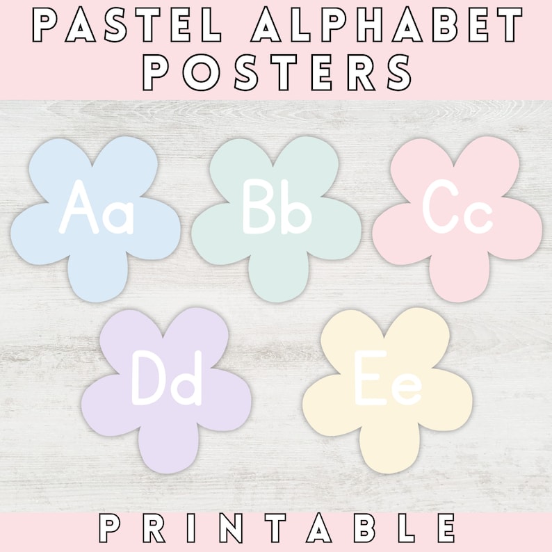 Daisy Alphabet Posters for Pastel Classroom Decor, Daisy ABC Signs for ...