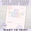 Pastel Checkered Morning Menu, Printable Morning Menu for Preschool ...
