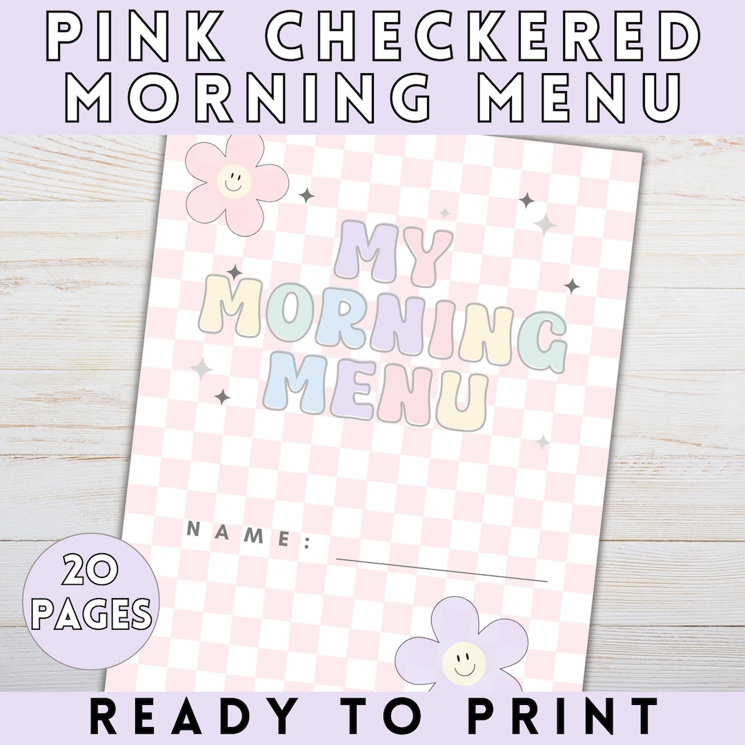 Pink Checkered Morning Menu, Printable Morning Menu for Preschool ...