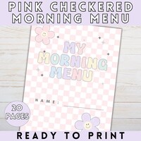 Pastel Checkered Morning Menu, Printable Morning Menu for Preschool ...