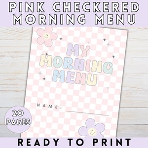 Pastel Checkered Morning Menu, Printable Morning Menu for Preschool ...