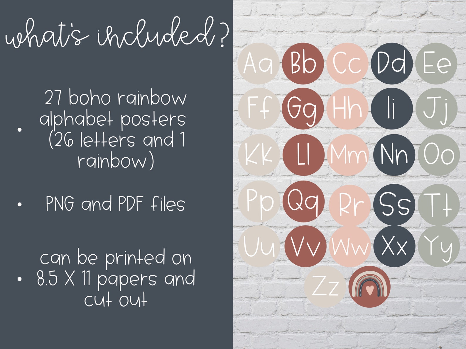 Boho Rainbow Alphabet Posters Classroom Decor Printable Wall | Etsy