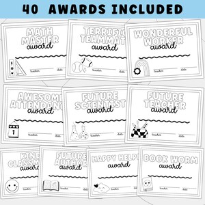 Black and White End of the Year Award Certificates for Students ...