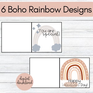 Boho Rainbow Valentine's Day Cards | Printable Valentine's Day Cards ...