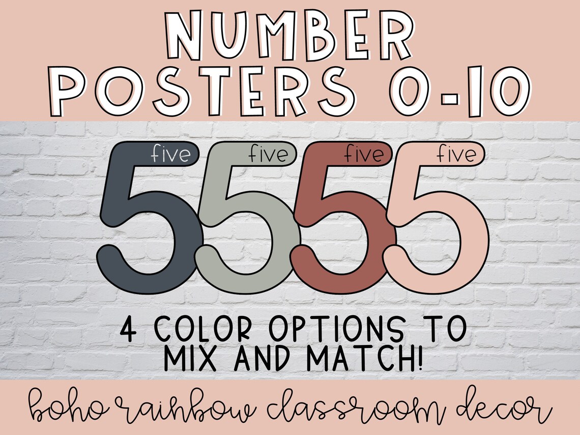 Boho Rainbow Number Posters 0-10 Editable Cut-out - Etsy