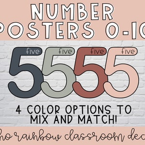 Boho Rainbow Number Posters 0-10 | Editable, Cut-out, Classroom Decor ...