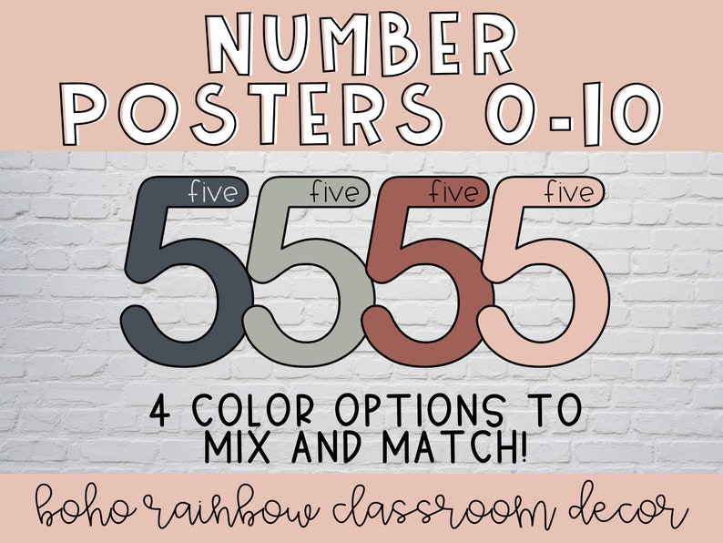Boho Rainbow Number Posters 0-10 | Editable, Cut-out, Classroom Decor ...