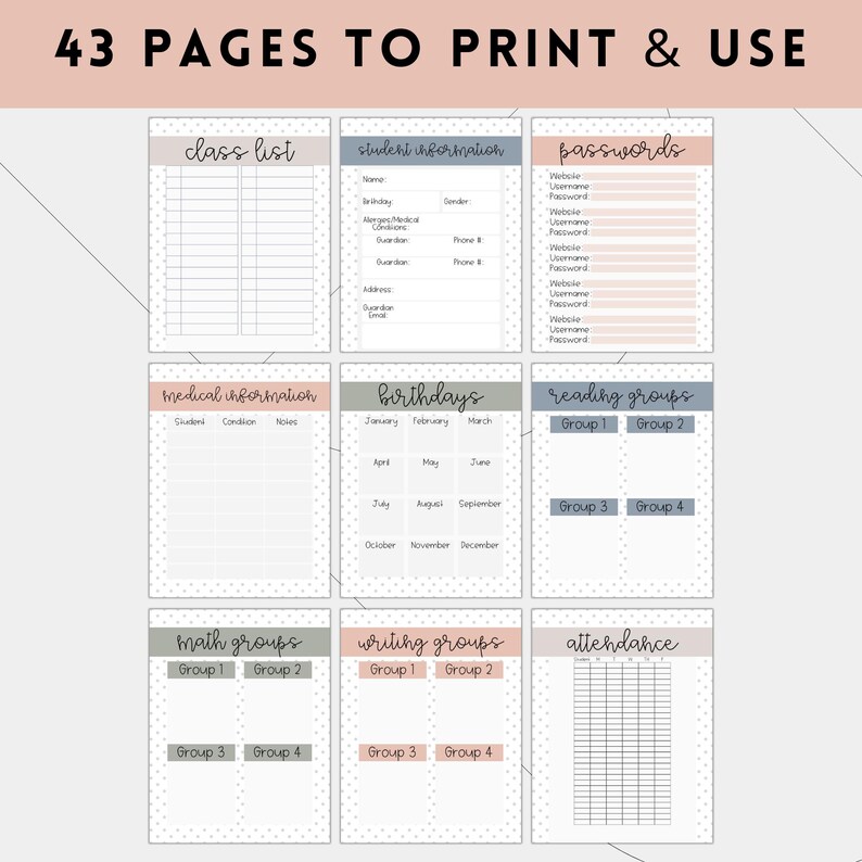 Printable 2025-2026 Teacher Planner Boho Rainbow | Instant Download ...