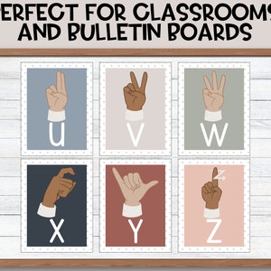 American Sign Language ABC Posters | ASL Posters, Boho Rainbow ASL ...