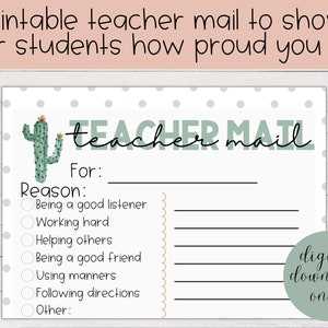 Printable Teacher Mail | Cactus, Cactus Classroom, Back to School ...