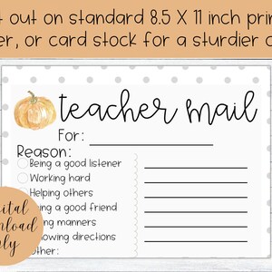 Printable Teacher Mail | Fall, Watercolor, Back to School, Teacher ...