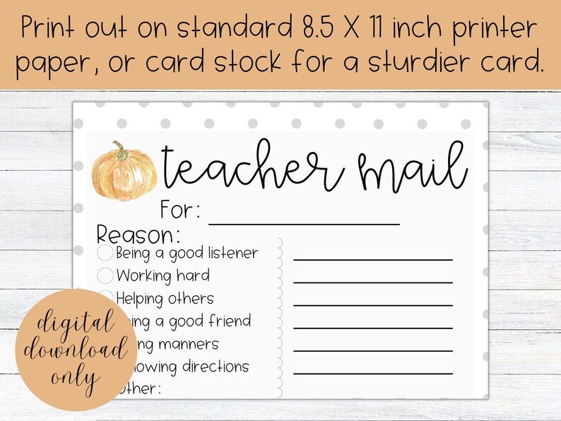 Printable Teacher Mail Fall, Watercolor, Back to School, Teacher ...