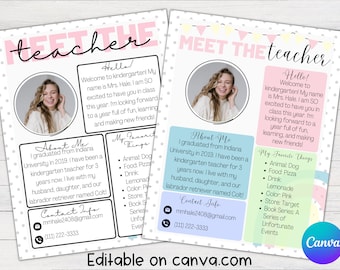 Editable Meet the Teacher Template Boho Rainbow Back to School, Teacher ...